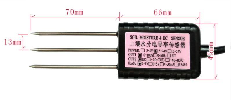 RS485 Modbus SDI12 4-20mA 0-2V Output Soil Moisture Sensor with IP68 Protection Level