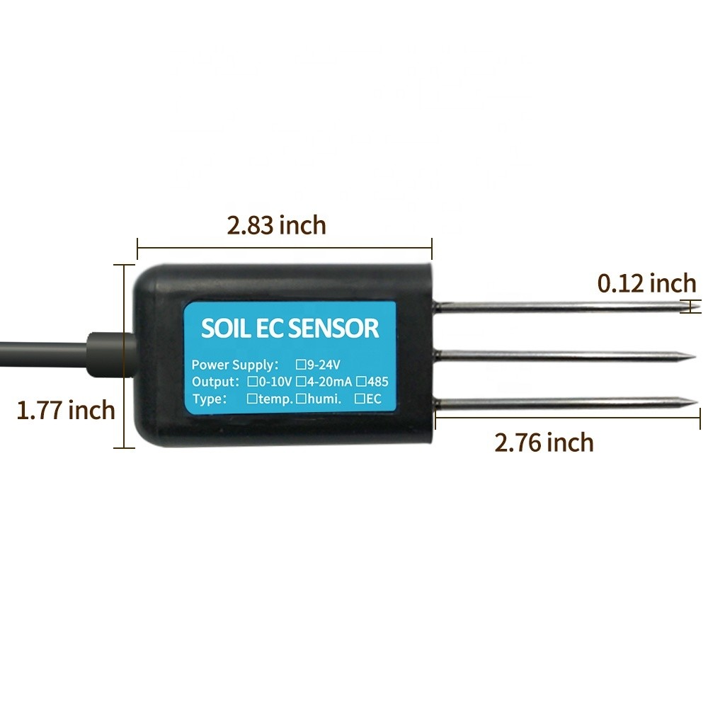 Soil Moisture EC Sensor with 1.5m Cable Length and DC 12-24V Power Supply